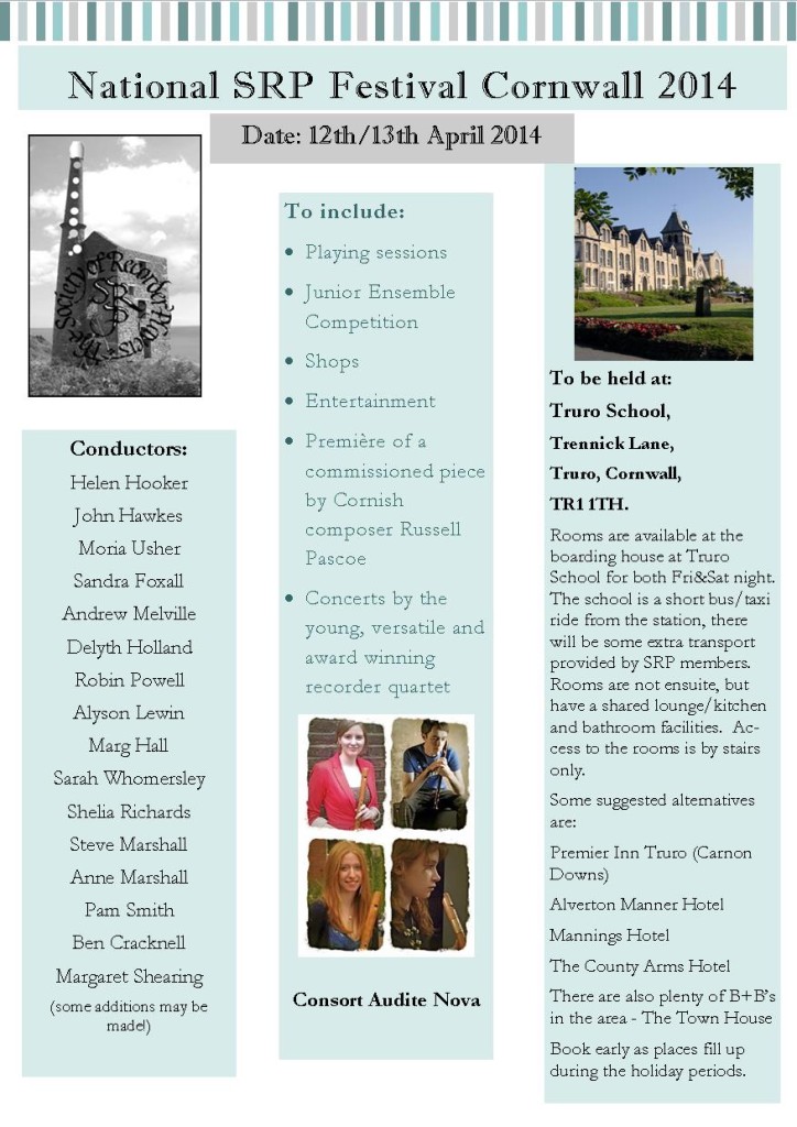 srp festival prog summer chelt flyer – Society of Recorder Players